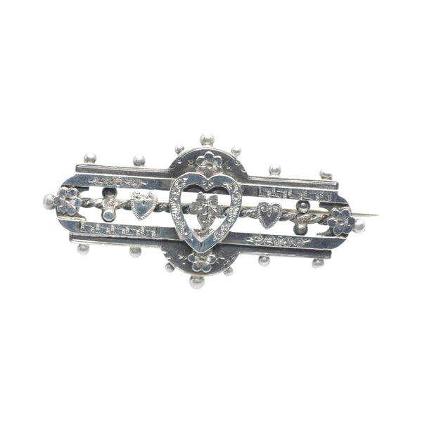 Antique Silver Bar Brooch with Heart . – Bloomsbury Antiques Australia
